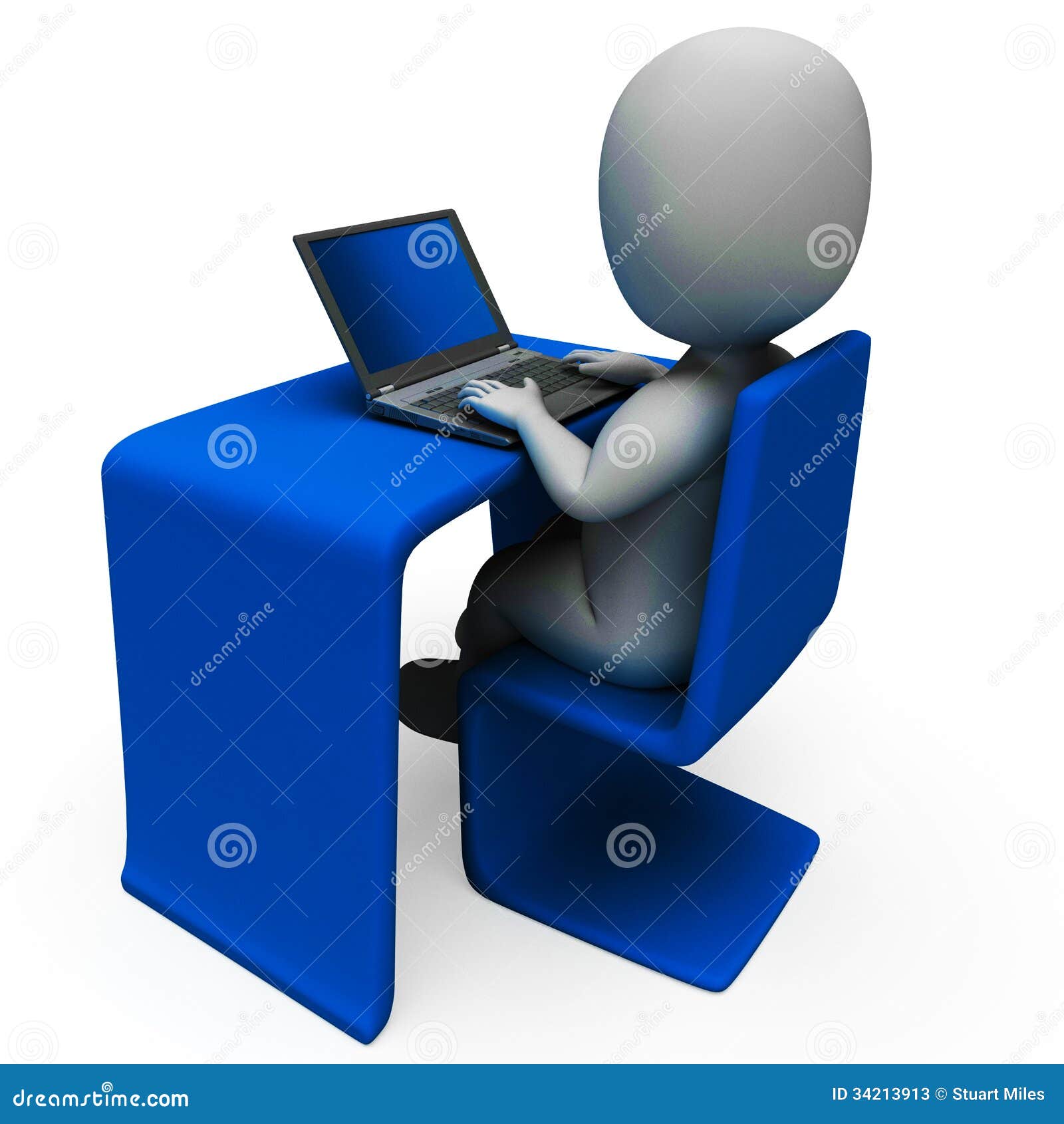 Office Worker and Computer Shows Typing Stock Illustration ...