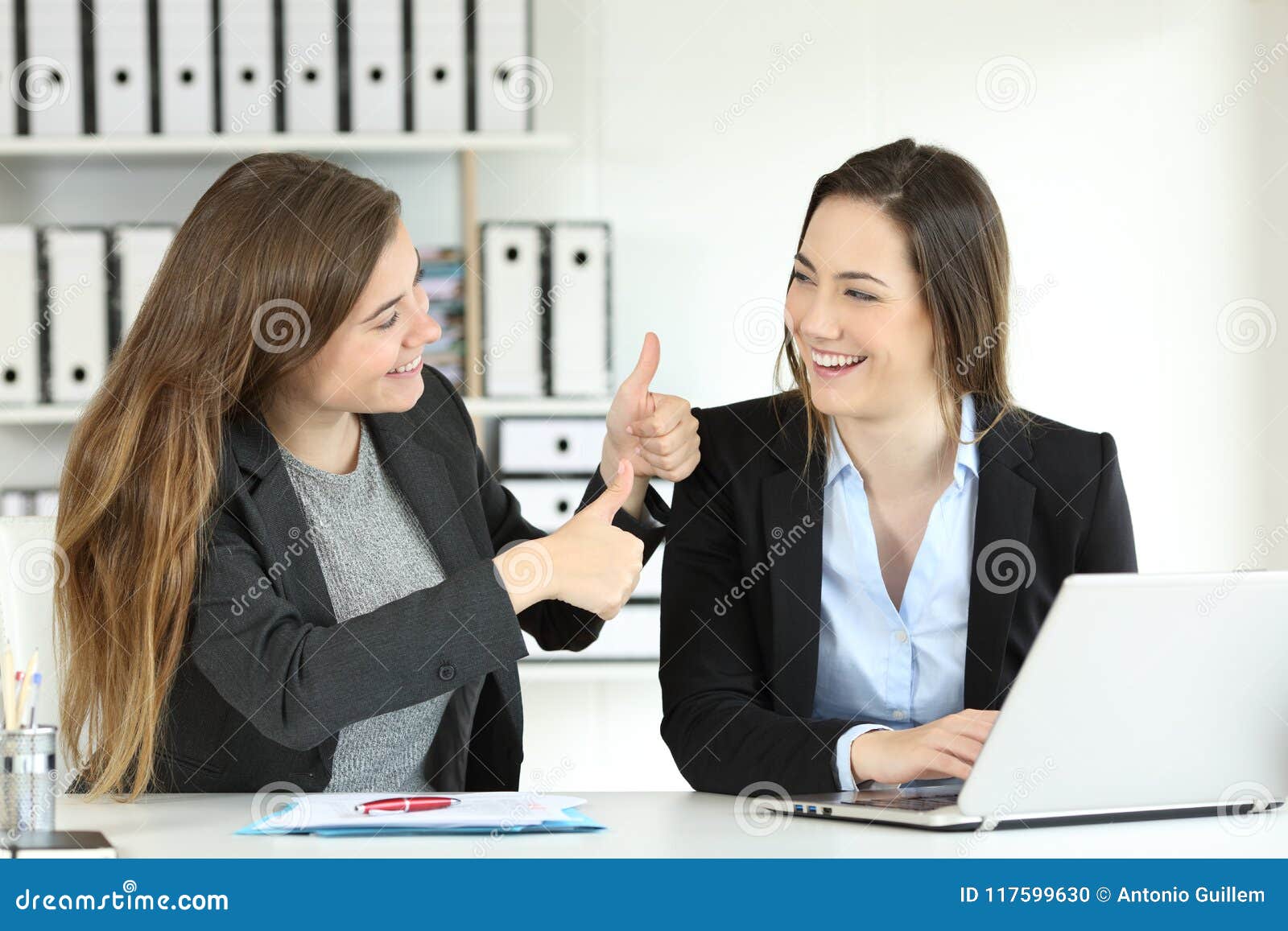 Office Worker Congratulating Her Colleague Stock Photo - Image of ...