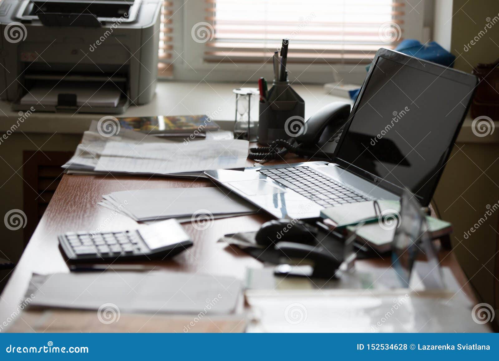 Office worker desk stock photo. Image of hand, office - 152534628