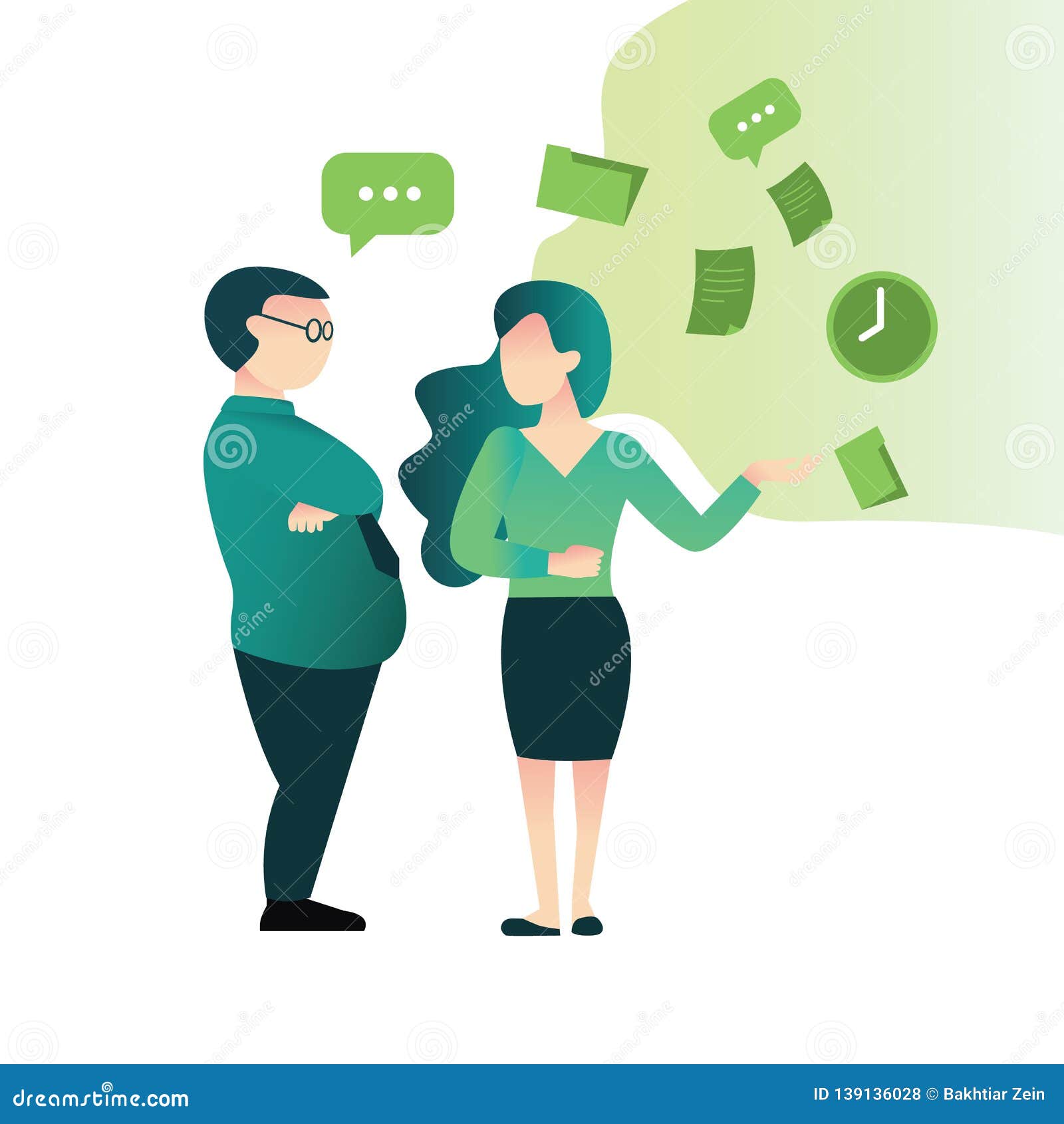 Office Worker Employee Discussion Talk Meeting about Paper Document ...