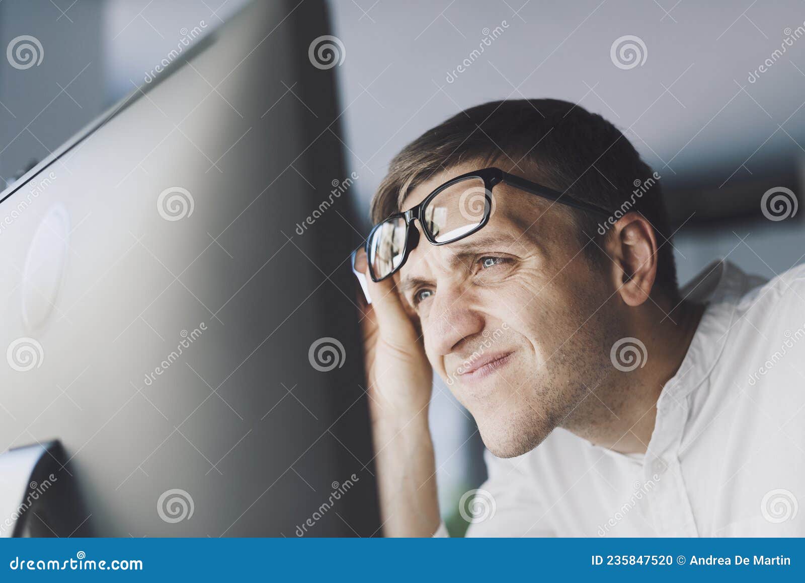 Office Worker with Eyesight Problem Stock Photo - Image of disease ...