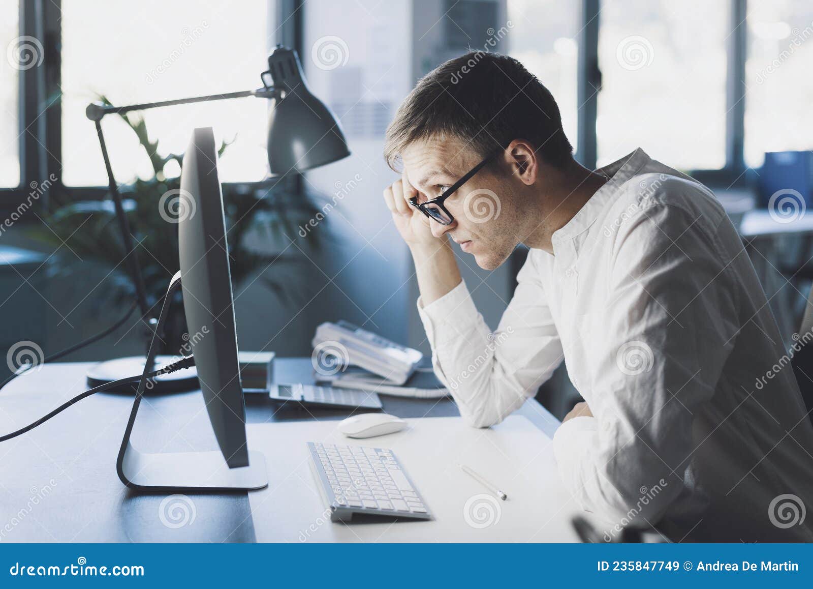 Office Worker with Eyesight Problem Stock Image - Image of health ...