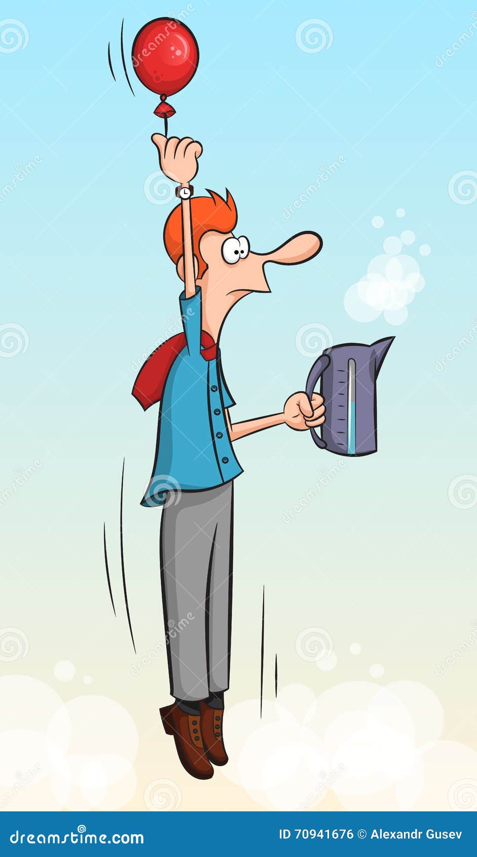 Office Worker Flies into the Sky with a Balloon. Stock Vector ...