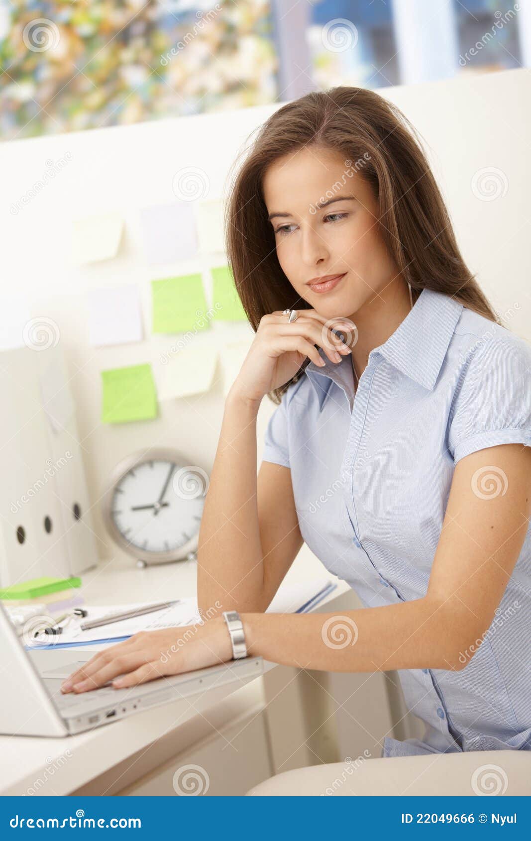 Office Worker Girl with Computer Stock Photo - Image of busy ...