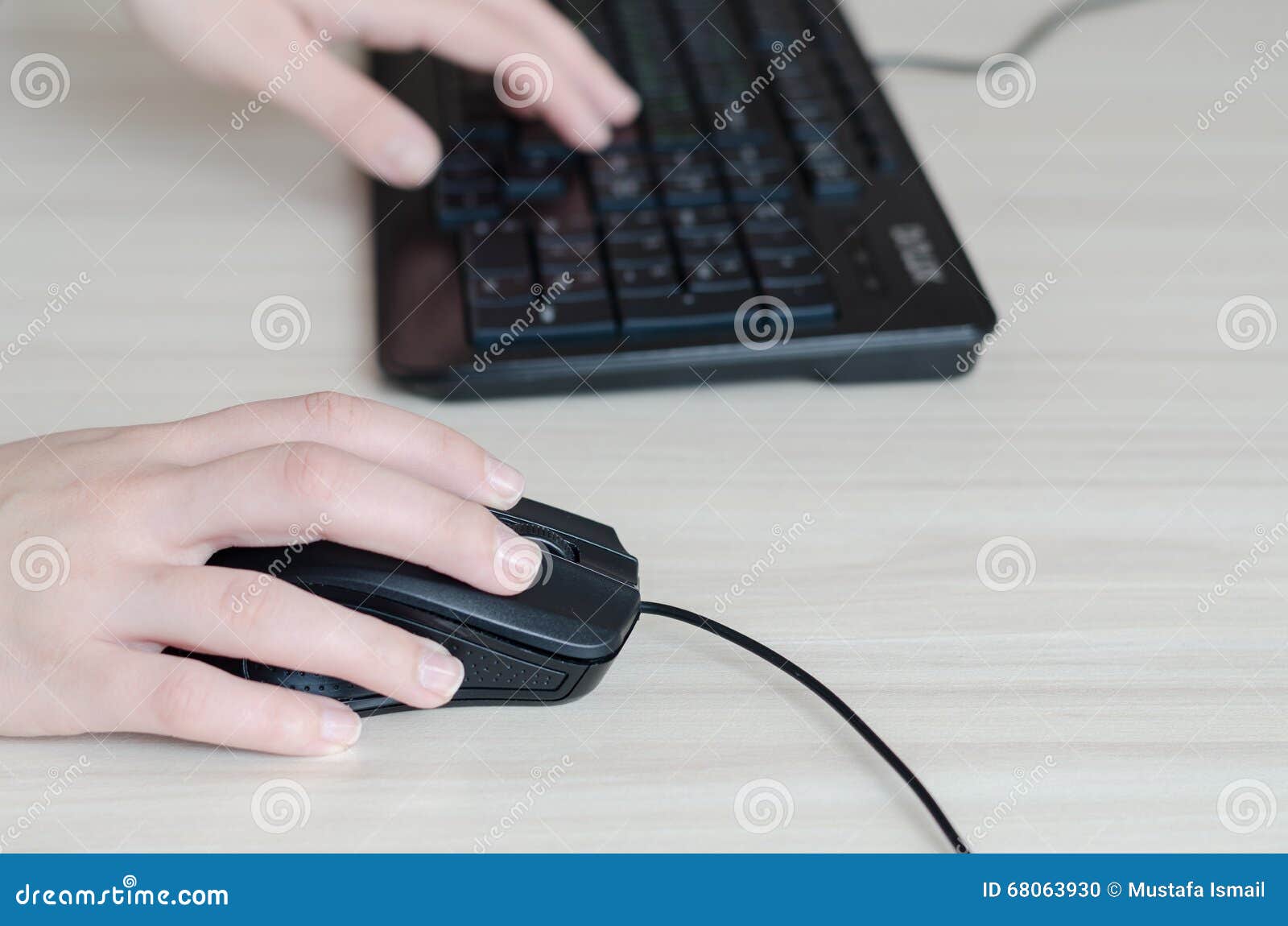 Office Worker, Hands on Mouse and Keyboard Stock Photo - Image of ...