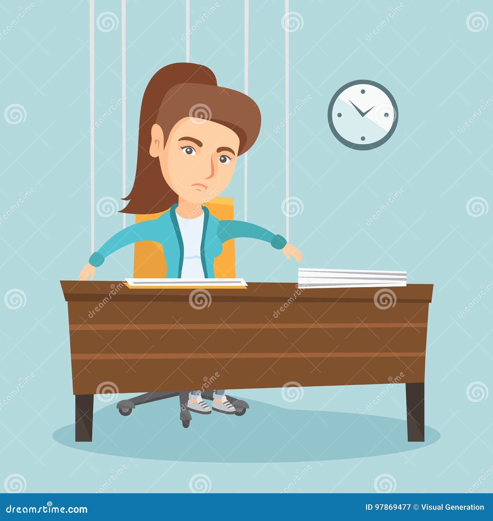 Office Worker Hanging on Strings Like Marionette. Stock Vector ...
