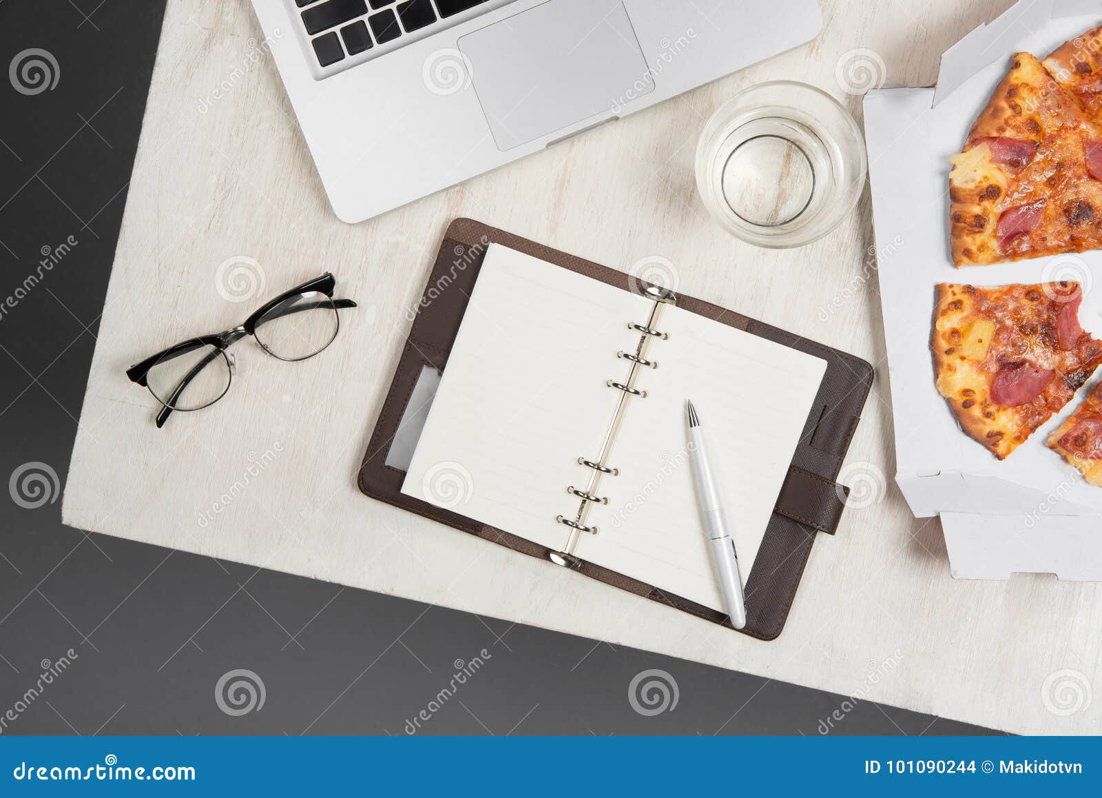 Office Worker Having a Lunch Break in the Office, Flat Lay Stock Photo ...