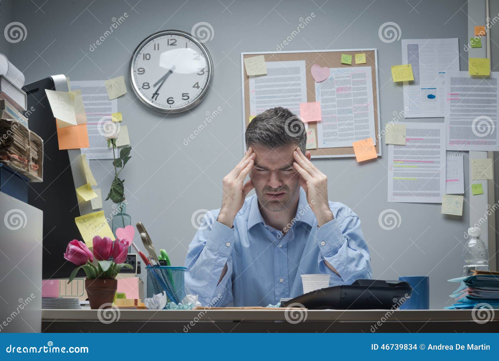 Office Worker with Headache Stock Photo - Image of business, people ...