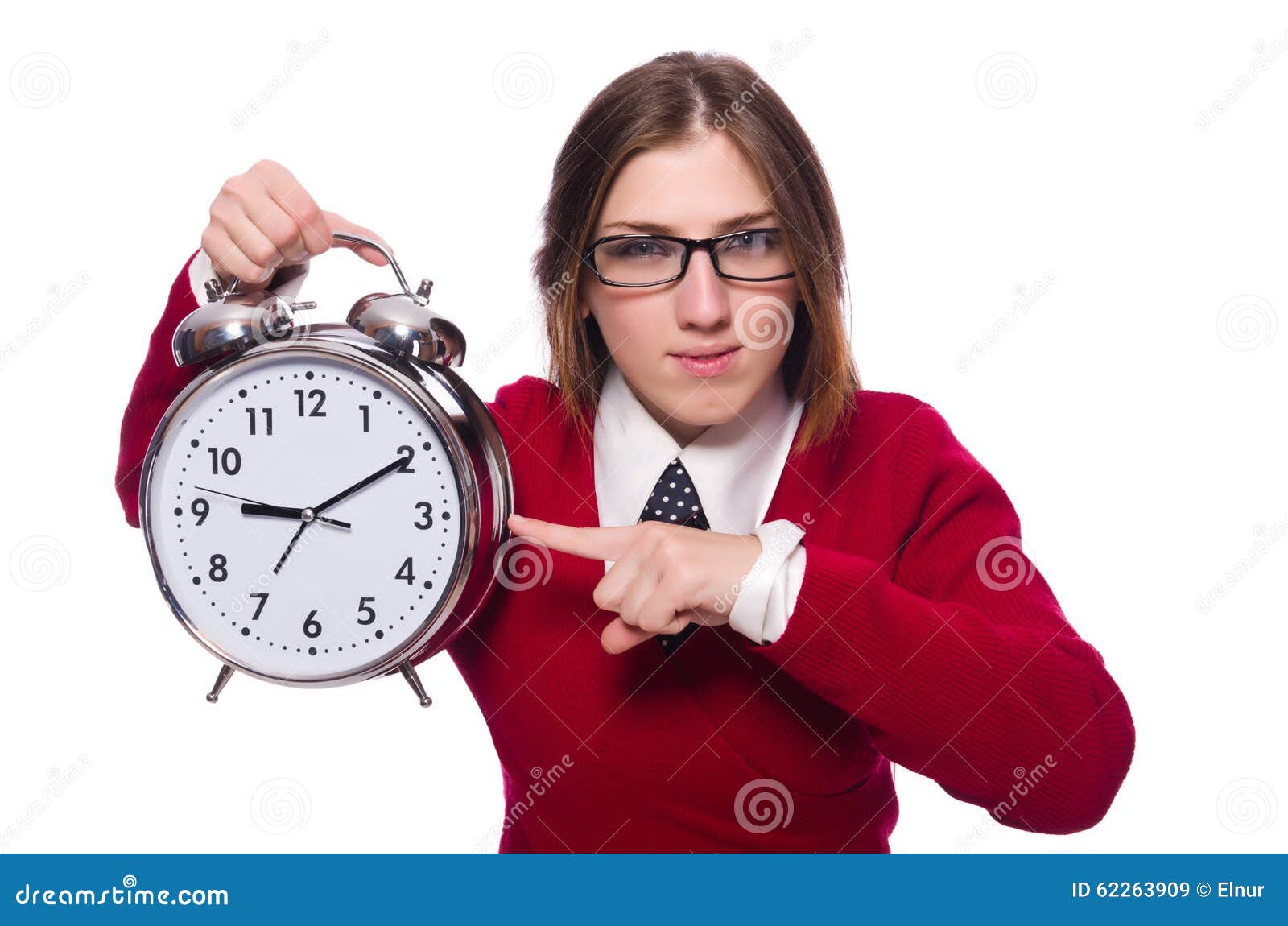 The Office Worker Holding Alarm Clock Isolated on Stock Image - Image ...
