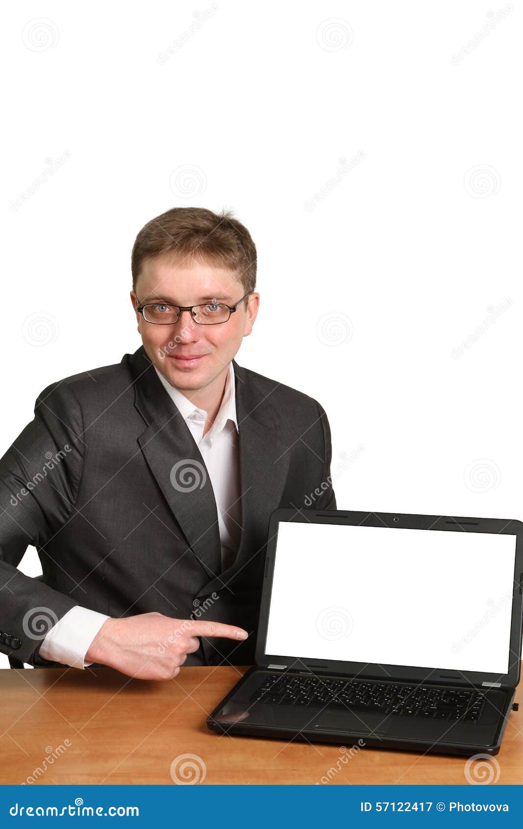 Office Worker Holding Blank Computer Monitor Stock Image - Image of ...