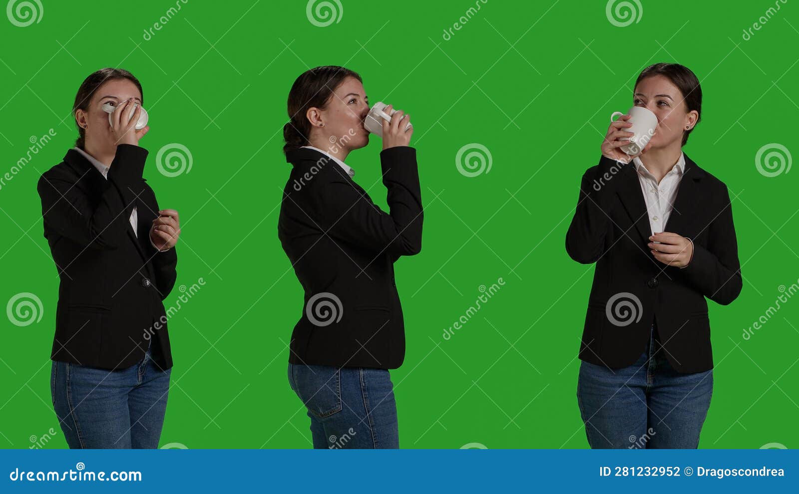 Office Worker Holding Cup of Coffee and Drinking Refreshment in Studio ...