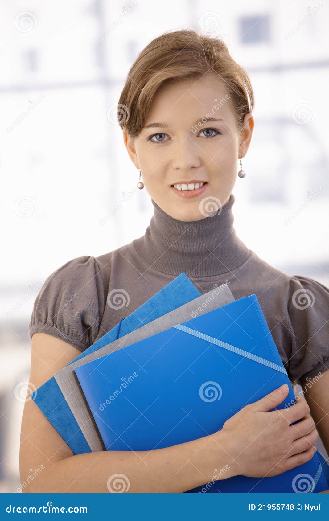 Office Worker Holding Folders Stock Photo - Image of alone, clothing ...