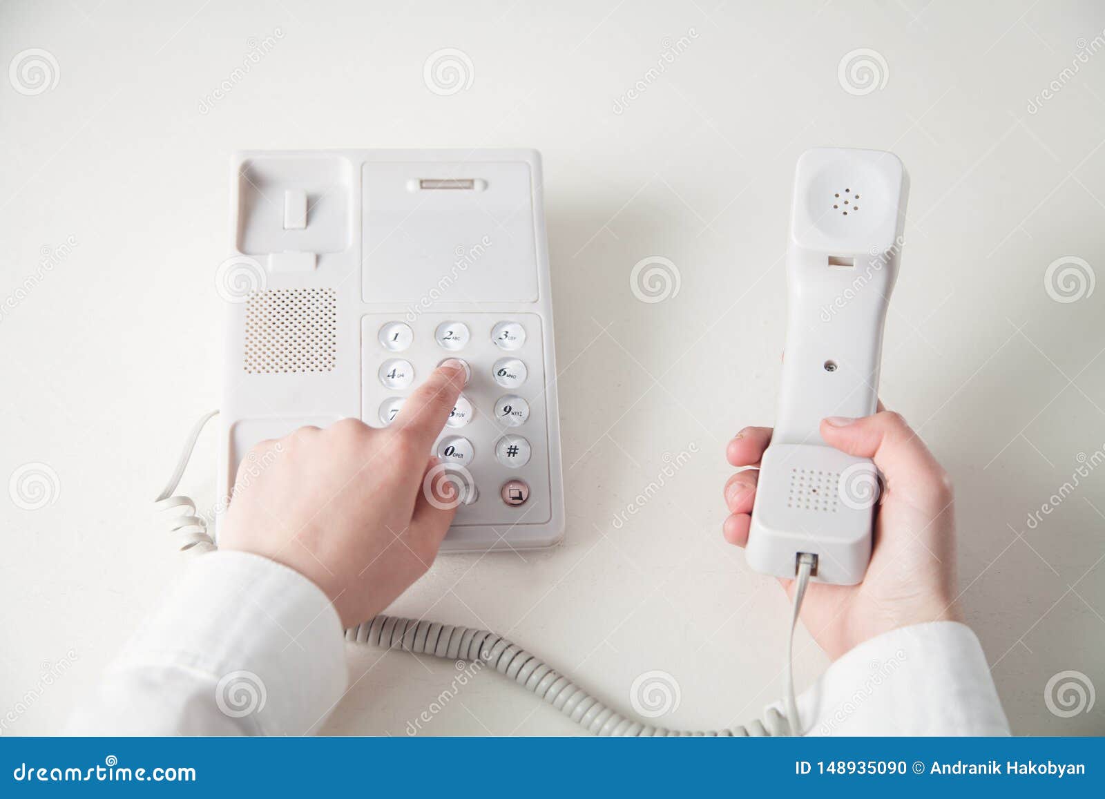 Office Worker Holding Phone Receiver Stock Photo - Image of person ...