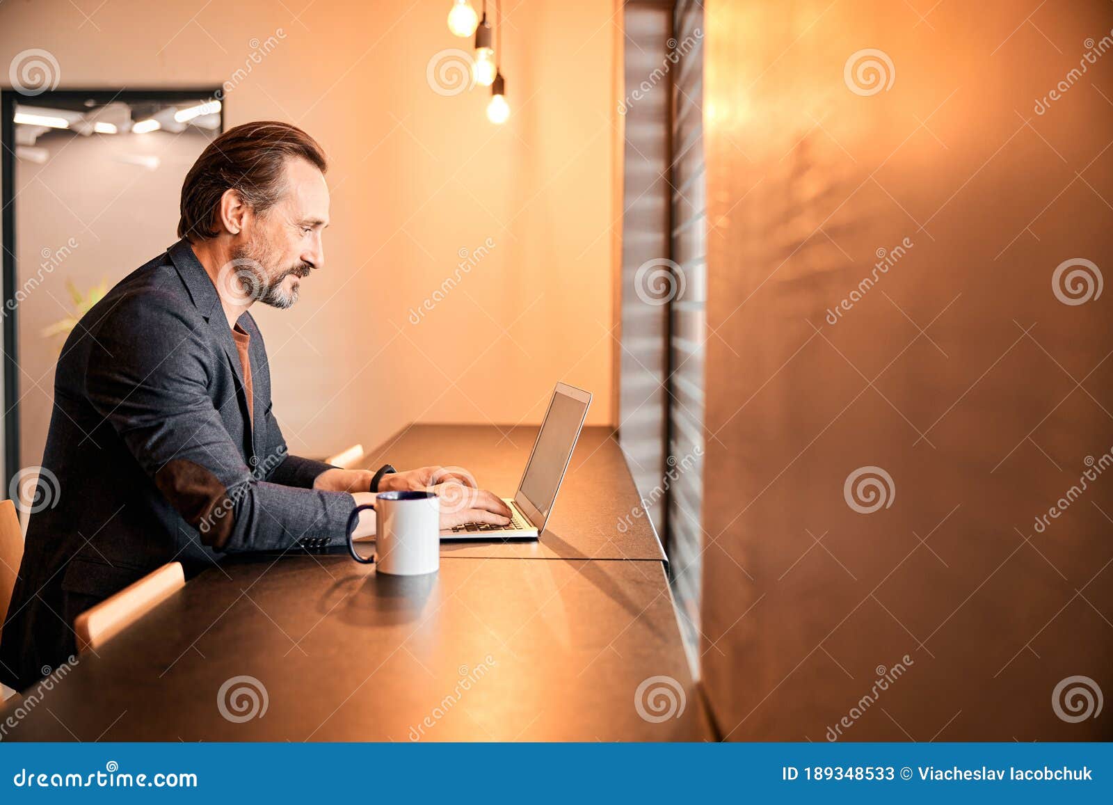 Professional Journalist is Typing Article on Laptop Stock Image - Image ...
