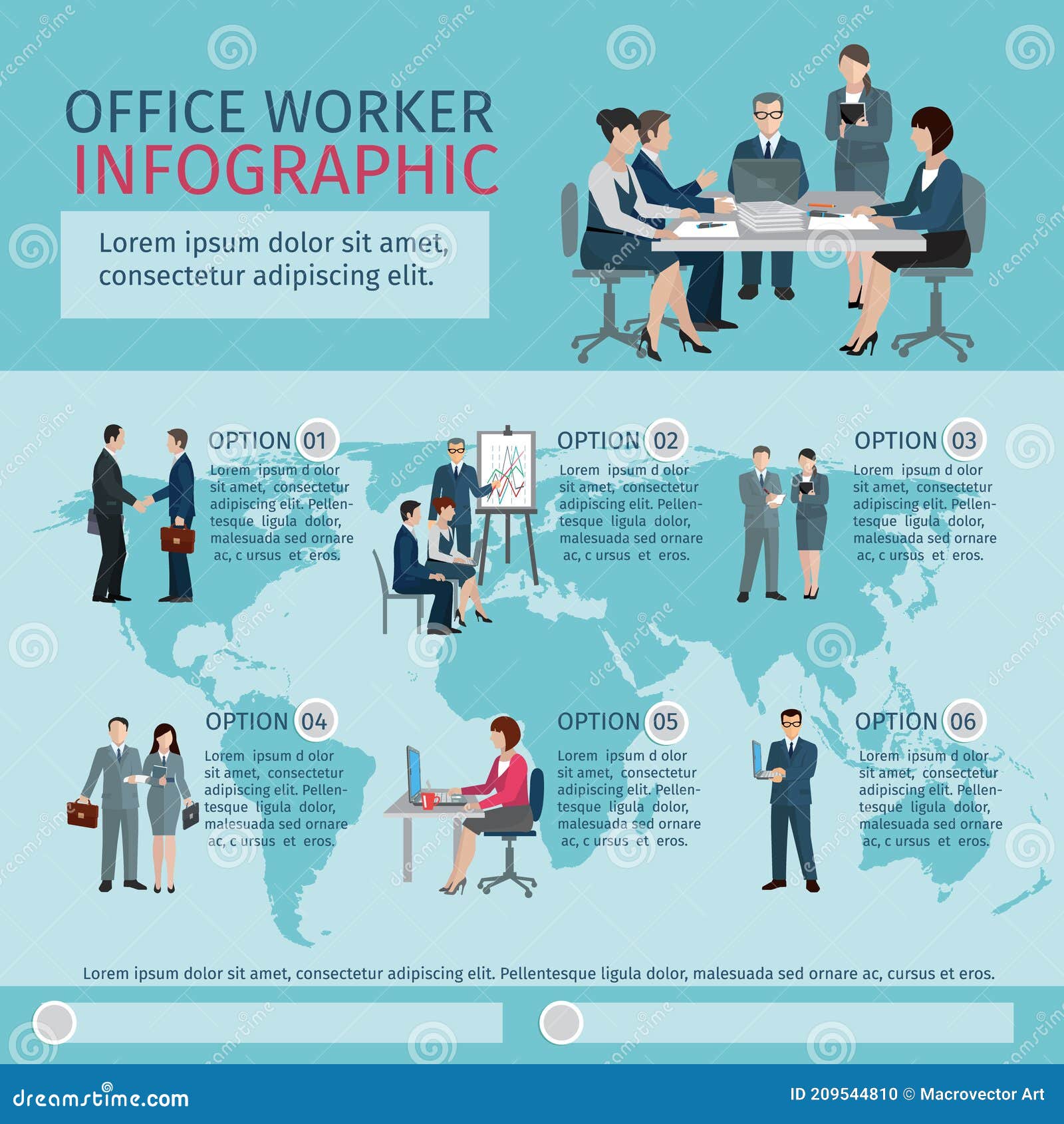 Office Worker Infographics stock vector. Illustration of page - 209544810