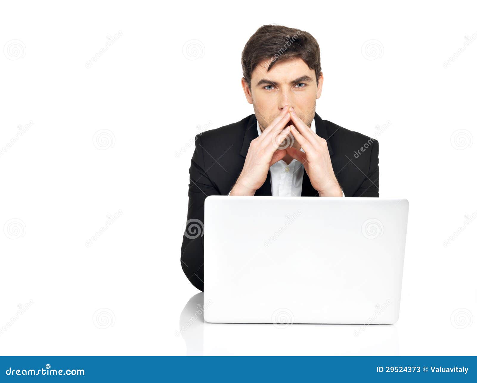 Office Worker with Laptop Sitting on the Table Stock Image - Image of ...