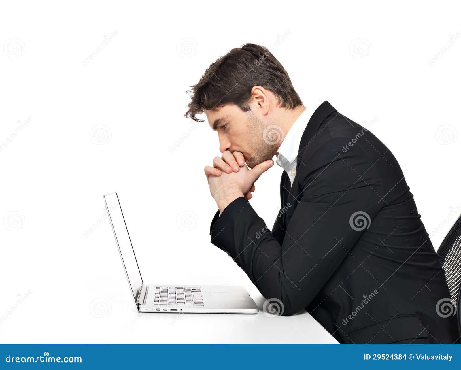 Office Worker with Laptop Sitting on the Table Stock Photo - Image of ...