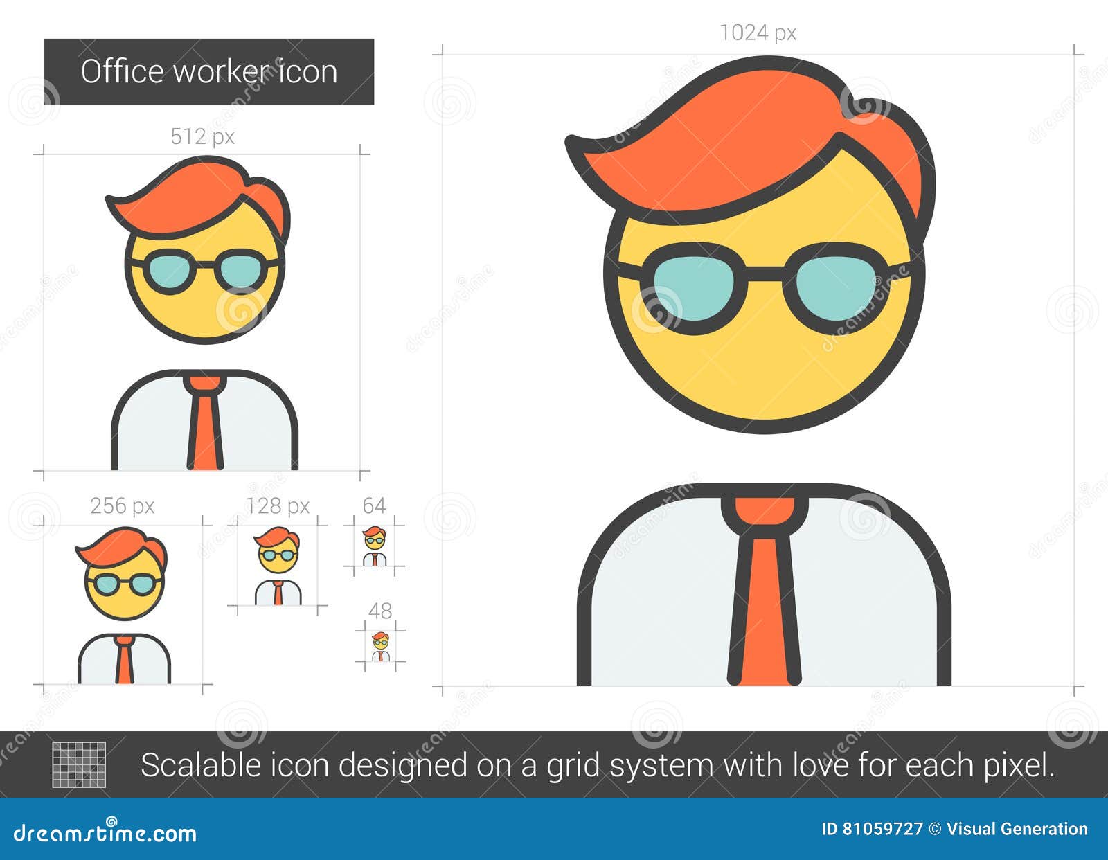 Office worker line icon. stock vector. Illustration of lifestyle - 81059727