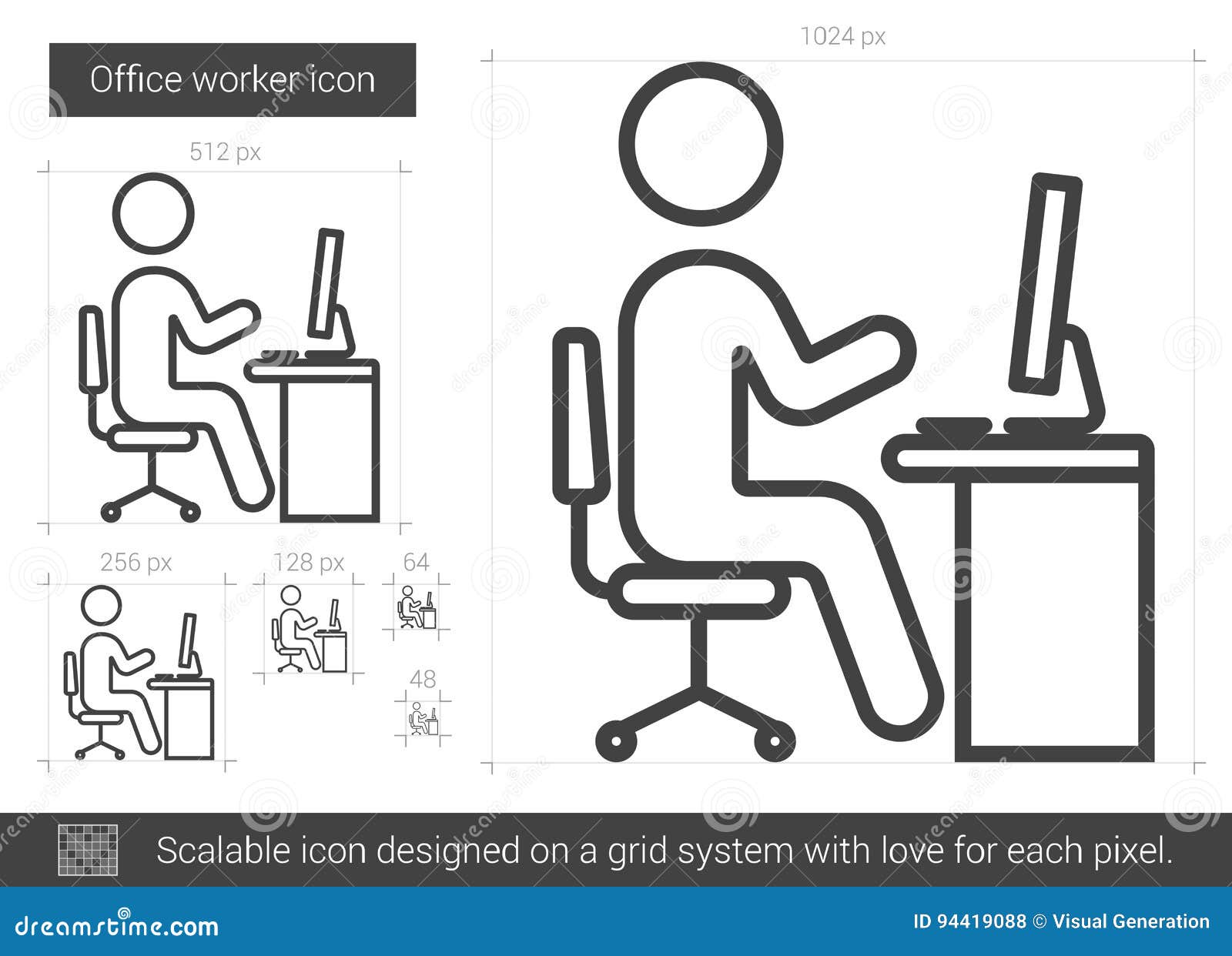 Office worker line icon. stock vector. Illustration of business - 94419088