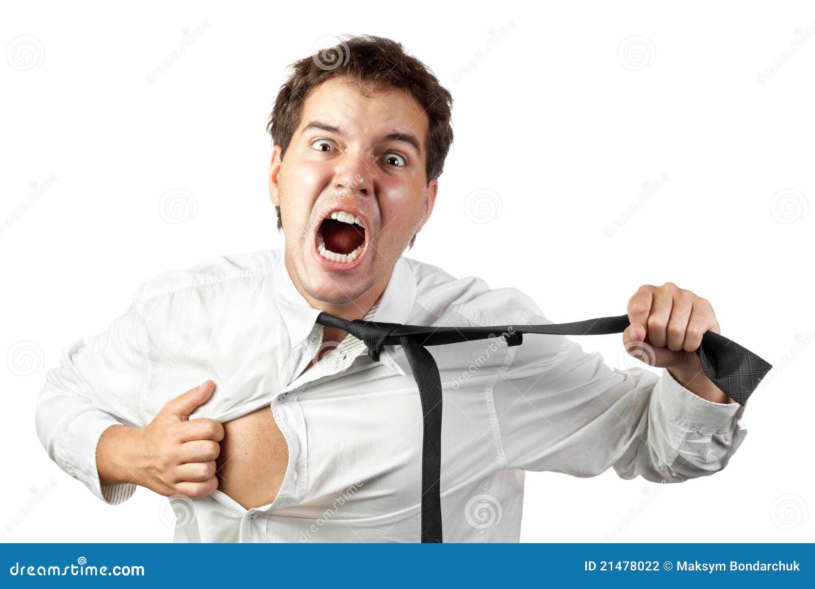 Office Worker Mad by Stress Screaming Isolated Stock Photo - Image of ...