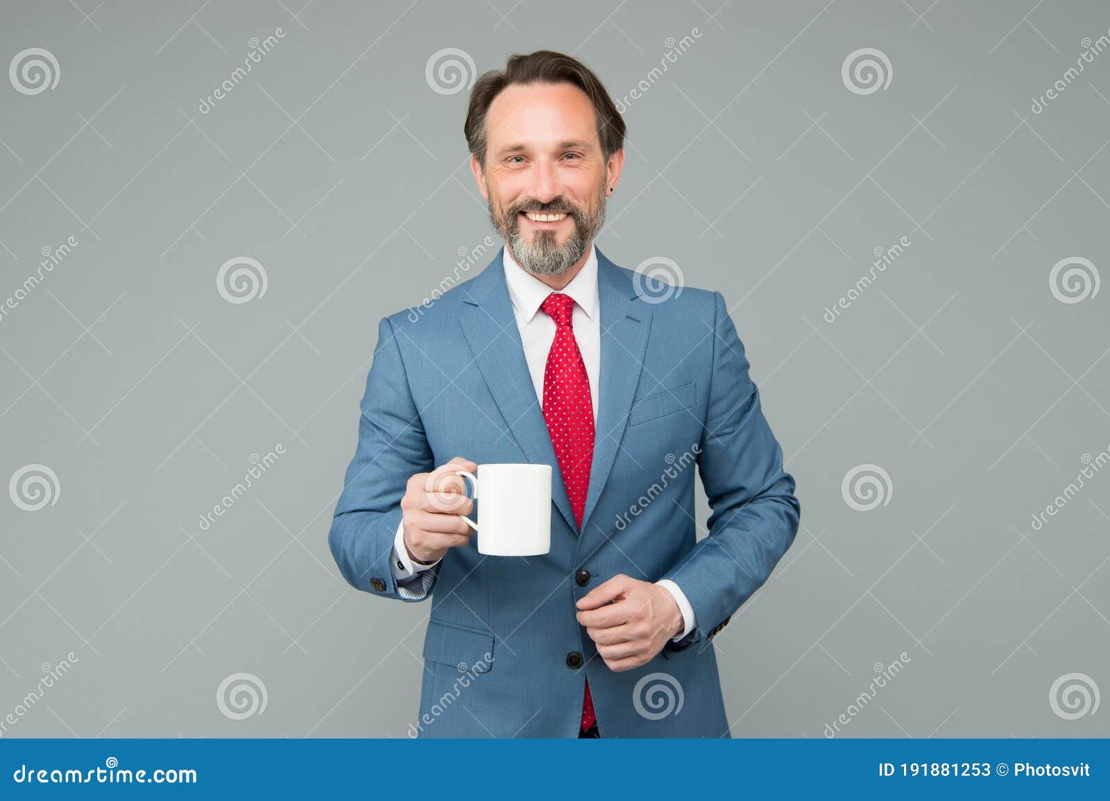 Office Worker Man Formal Suit Drink Coffee, Breakfast Time Concept ...