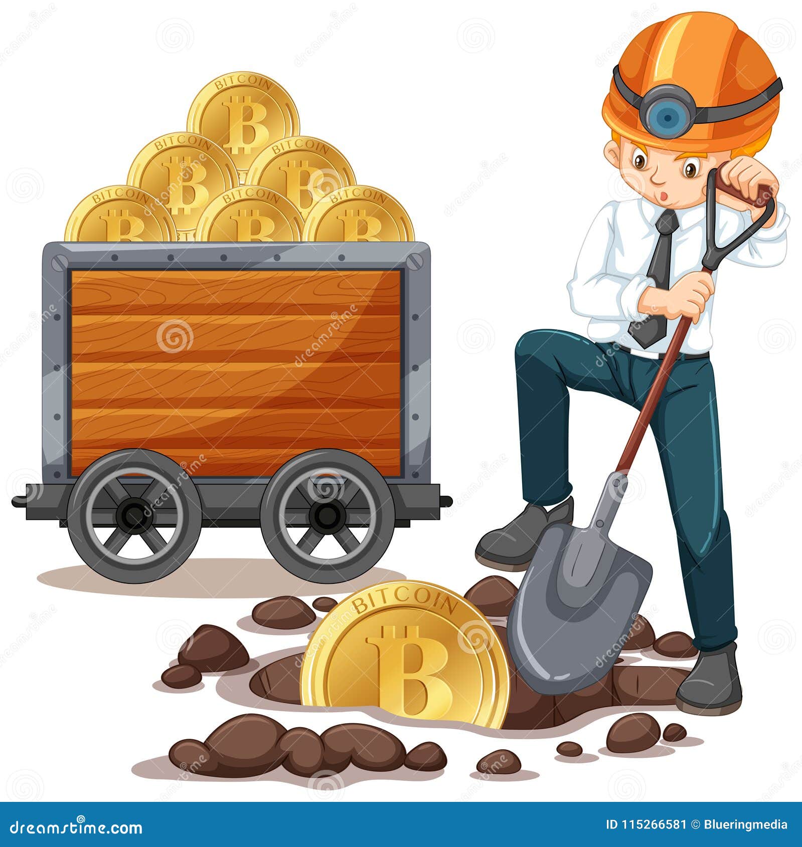 An Office Worker Mining Cyber Coin Stock Vector - Illustration of ...