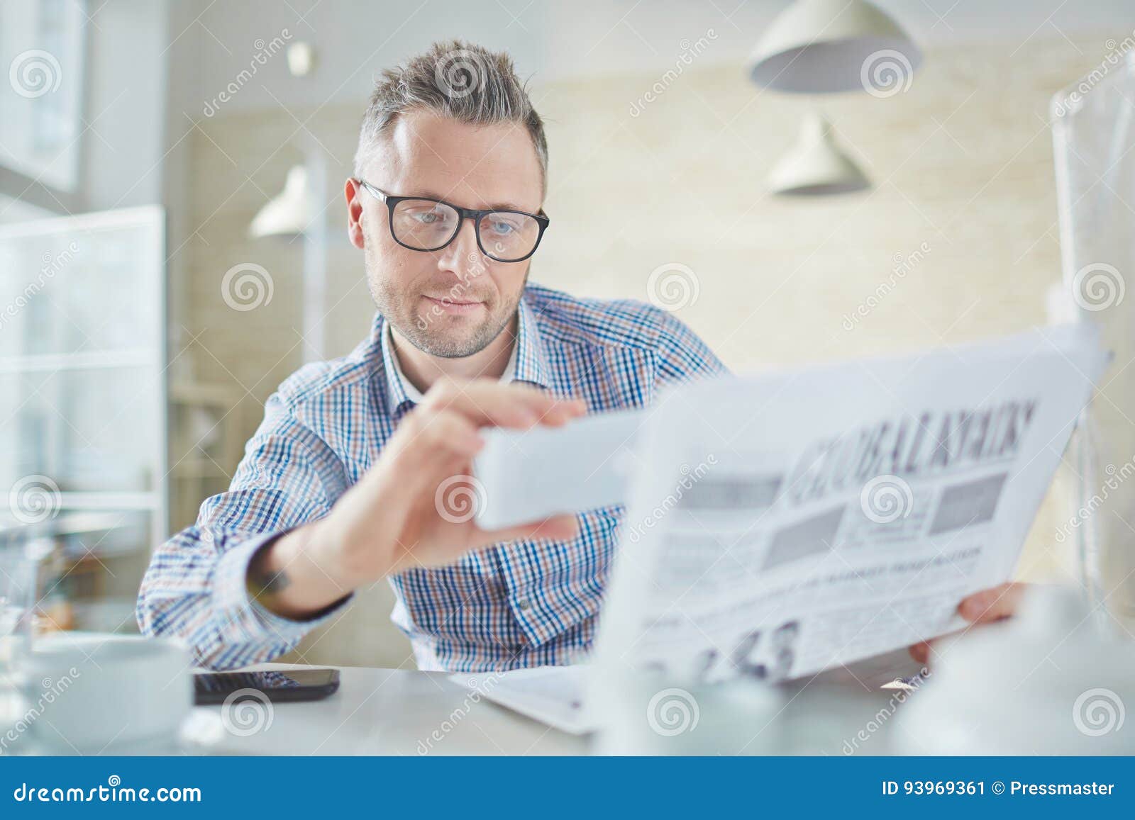 Office Worker with Newspaper Stock Image - Image of professional ...