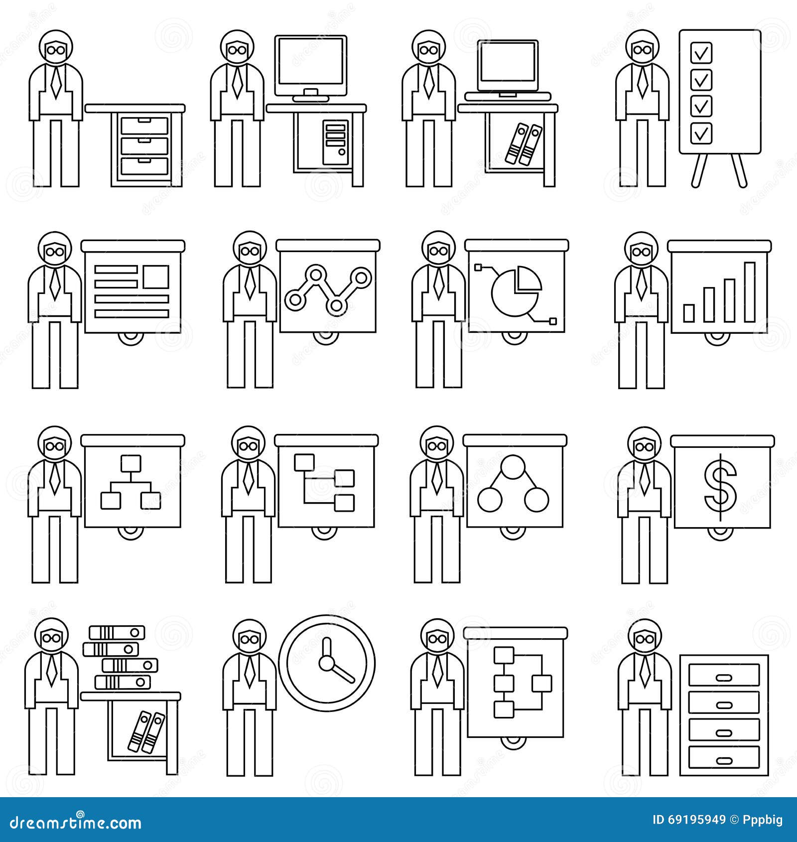 Office worker stock illustration. Illustration of icon - 69195949