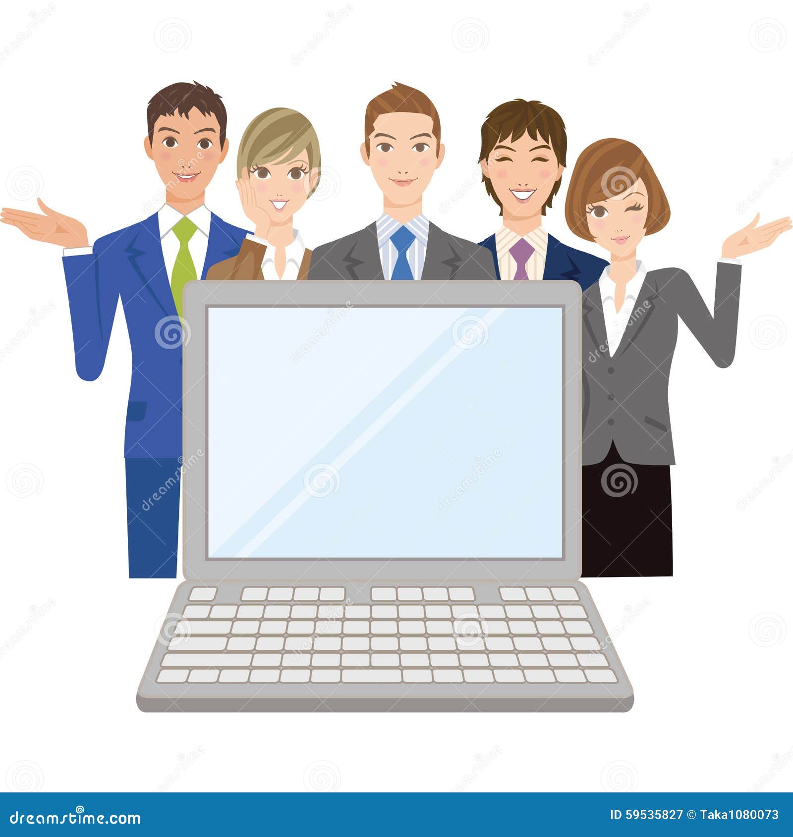 Office worker and PC stock vector. Illustration of smile - 59535827