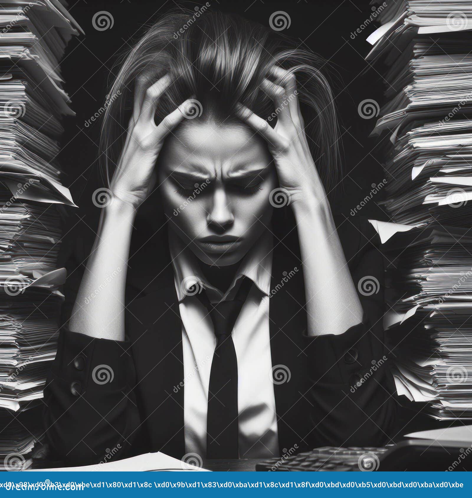 Office Worker People Working with Stack of Papers. Ai Generative Stock ...