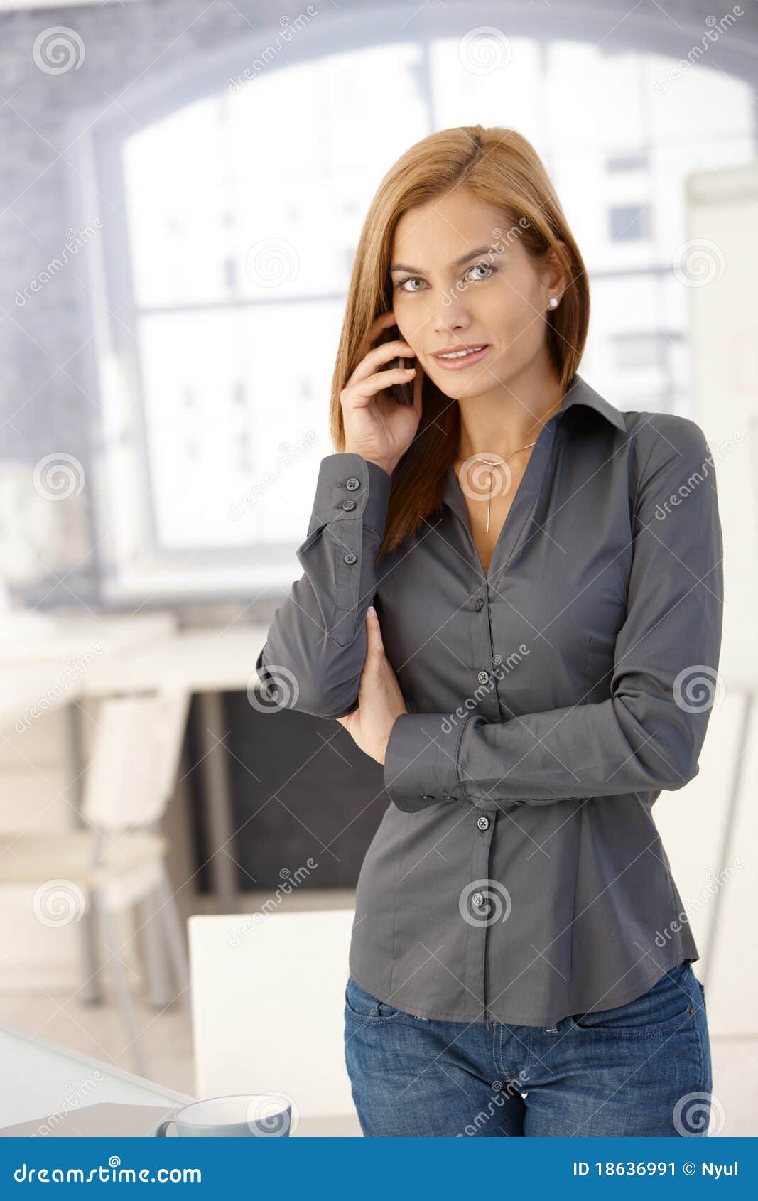 Office Worker on Phone Call Stock Image - Image of good, employment ...