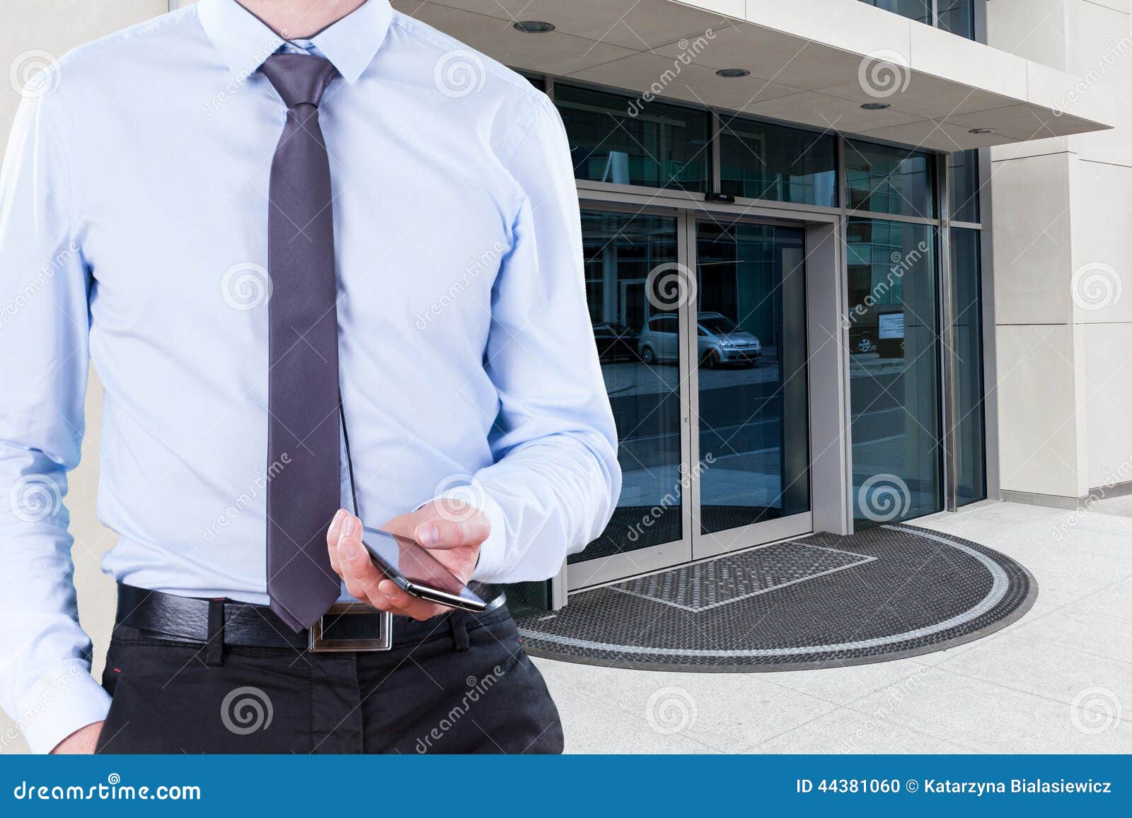 Office worker with phone stock photo. Image of outside - 44381060