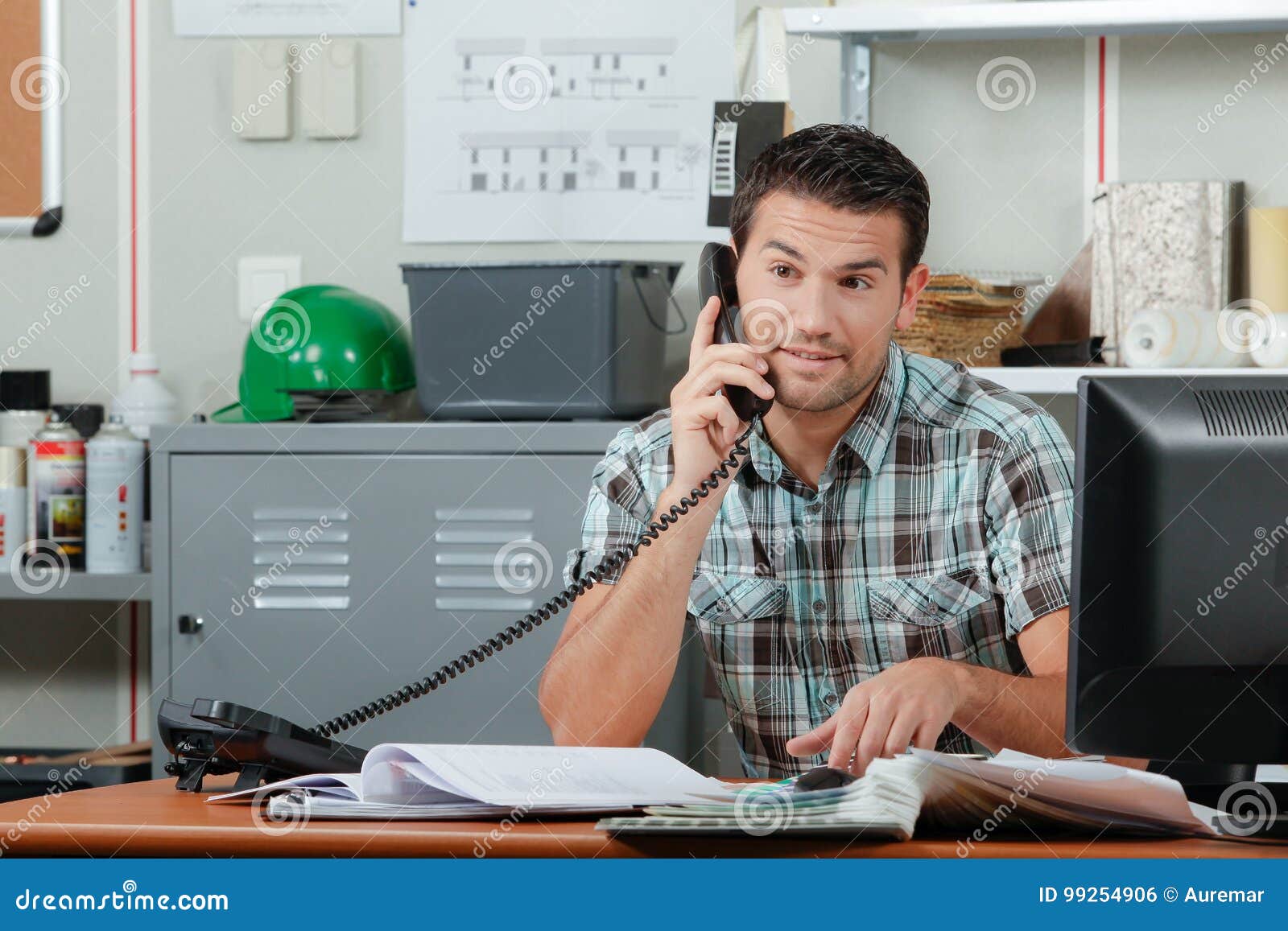 Office Worker on Phone To Client Stock Photo - Image of wireless ...