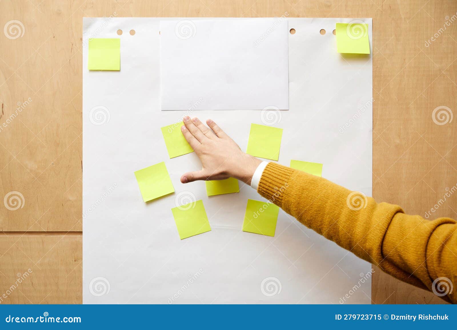 Office Worker Puts Sticker on Board Preparing for Project Stock Image ...