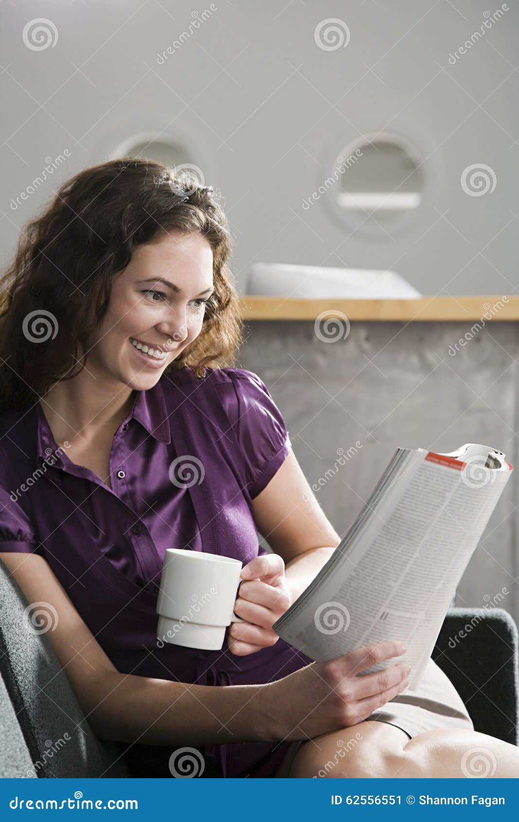 Office Worker Reading Magazine Stock Image - Image of hair, business ...