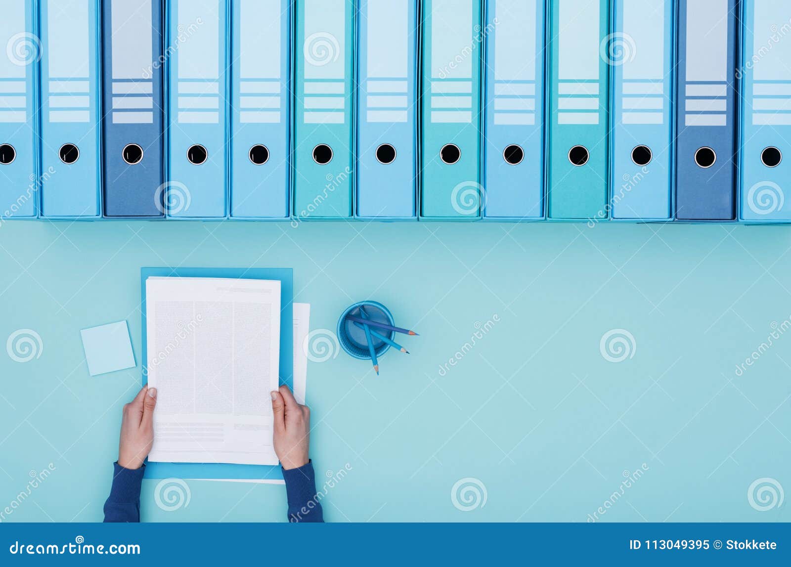 Office Worker and Archive Binders Stock Image - Image of business ...