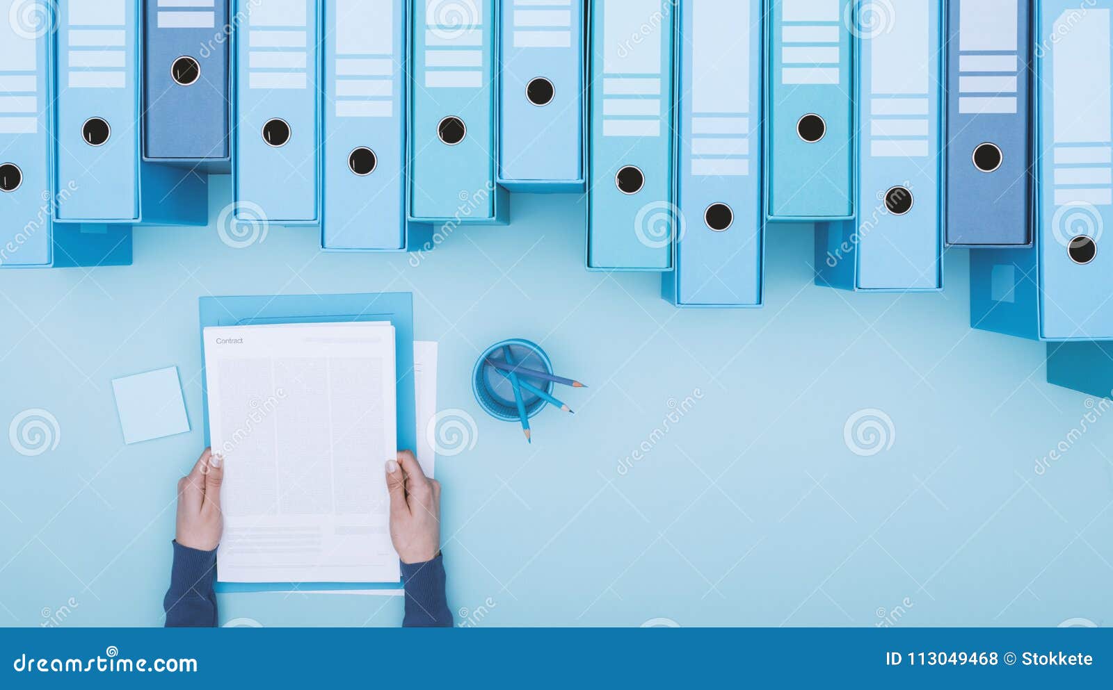 Office Worker and Archive Binders Stock Photo - Image of stationery ...