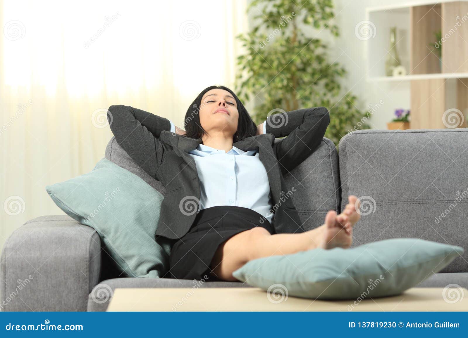 Office Worker Resting at Home after Work Stock Photo - Image of ...