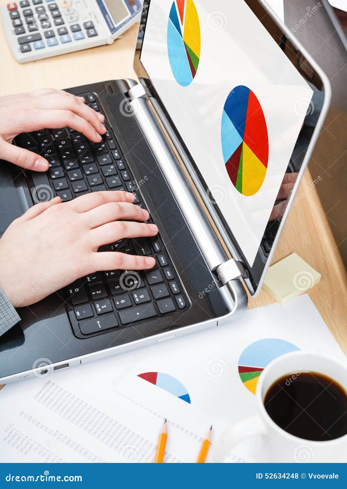 Laptop With The Chart Stock Photo | CartoonDealer.com #50587368