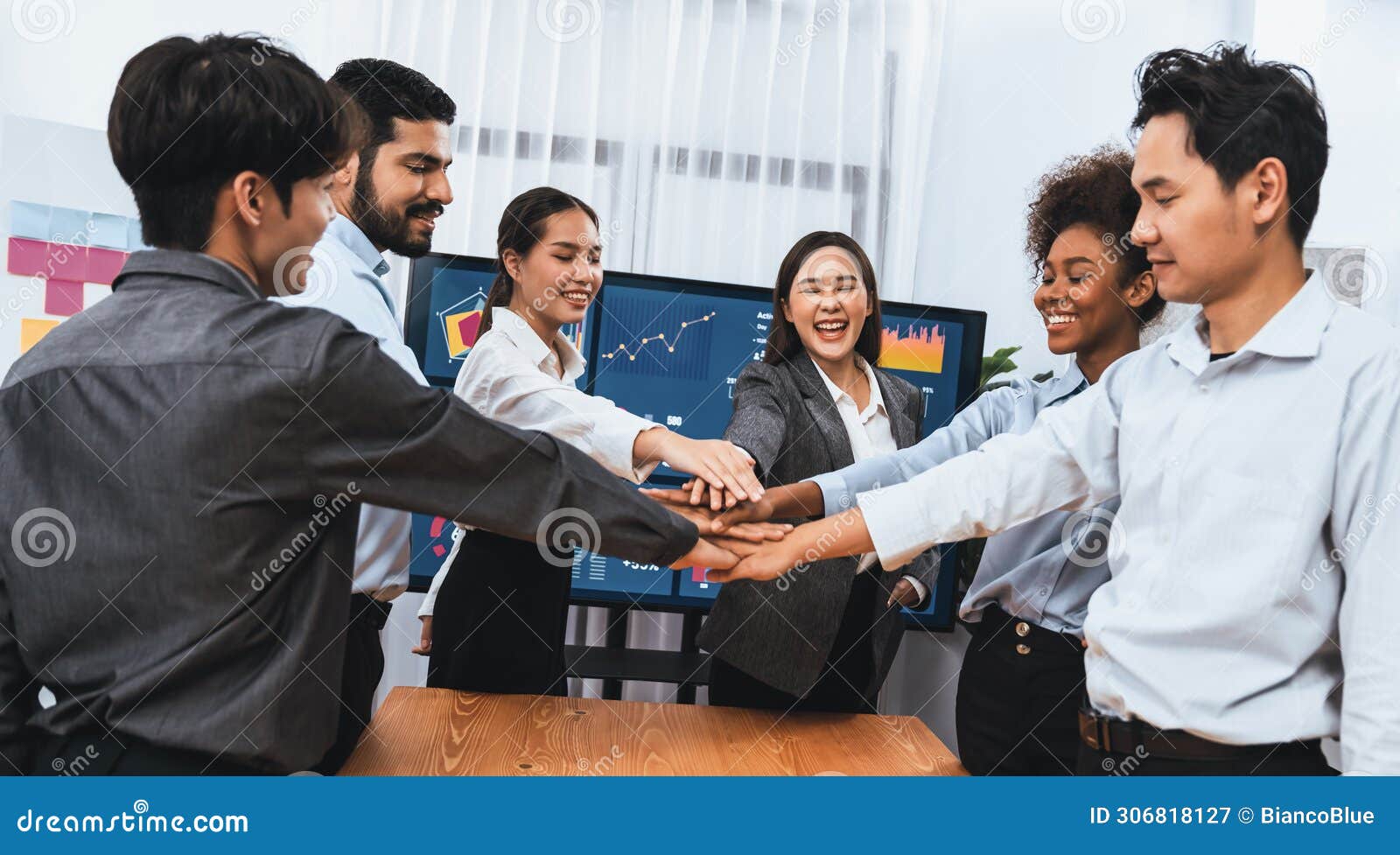 Office Worker S Hand Stack Shows Solidarity in Workplace. Concord Stock ...