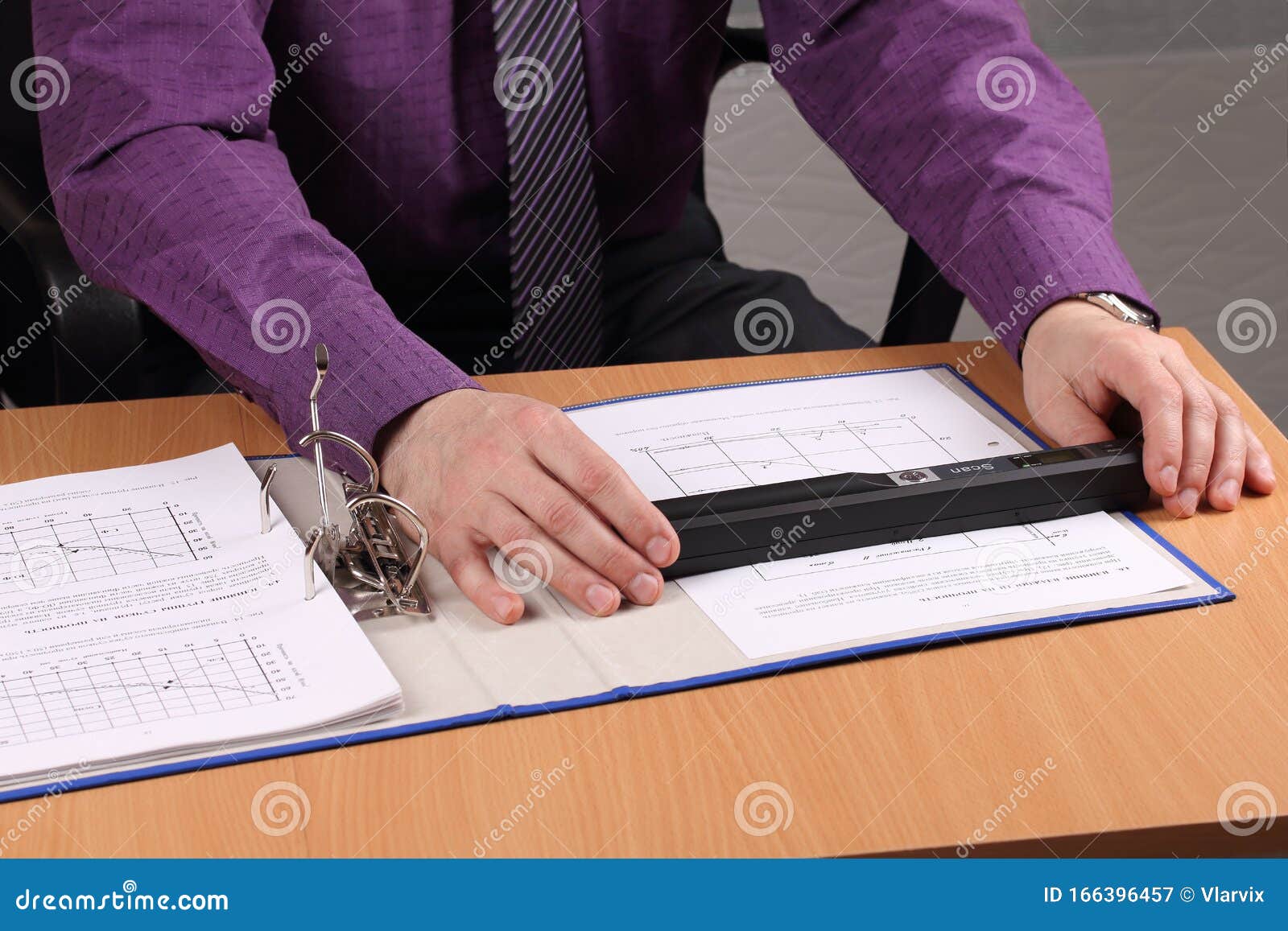 Office Worker Scans a Document with a Hand Scanner Stock Image - Image ...