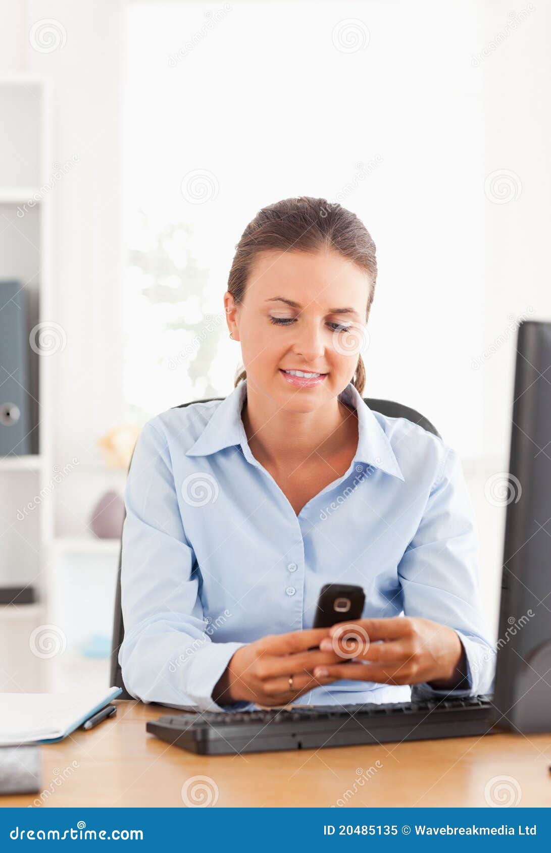 Office Worker Sending a Text Message Stock Image - Image of manager ...
