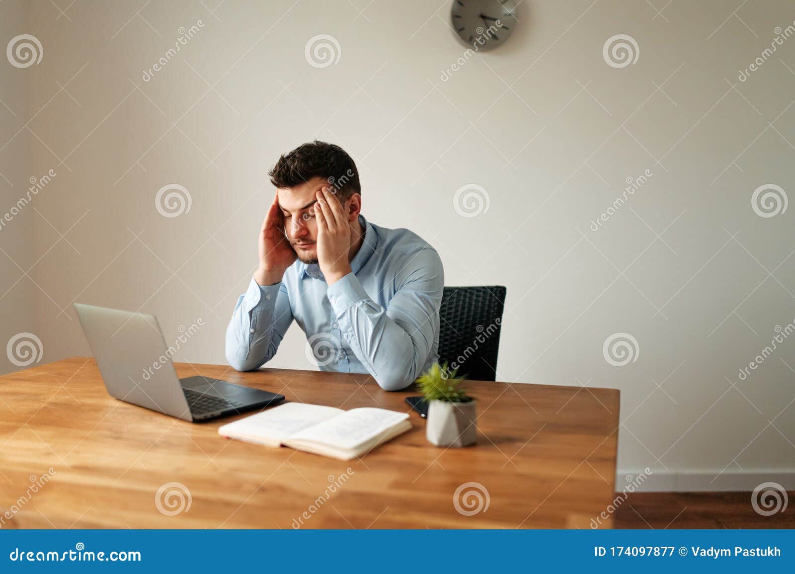 An Office Worker in a Shirt is Carefully Thinking Stock Image - Image ...