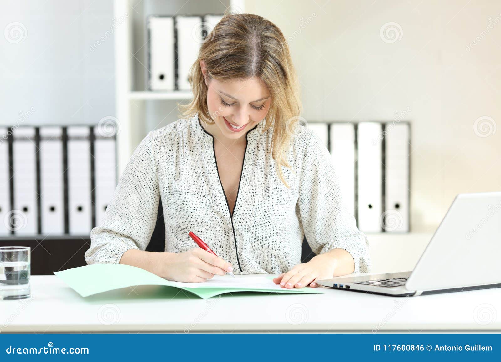Office Worker Singing Contracts or Filling Forms Stock Photo - Image of ...