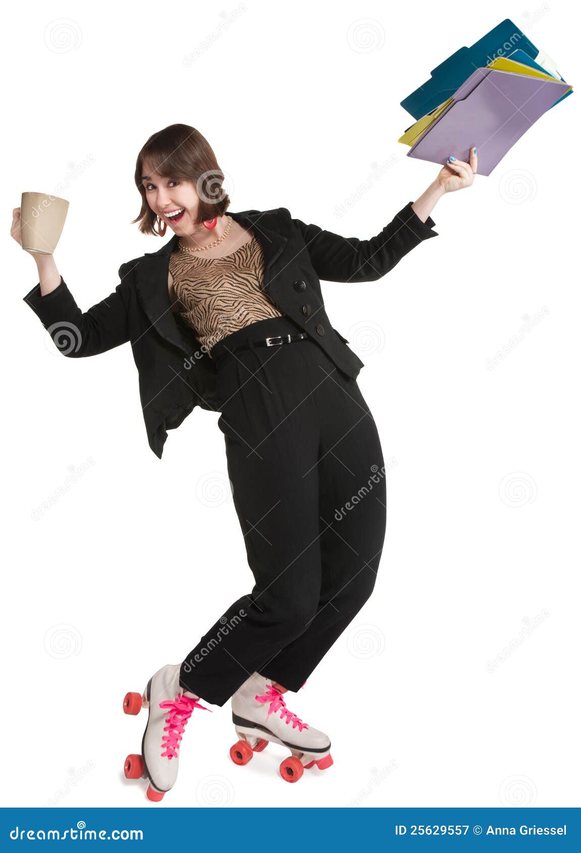 Office Worker in Skates stock image. Image of employee - 25629557