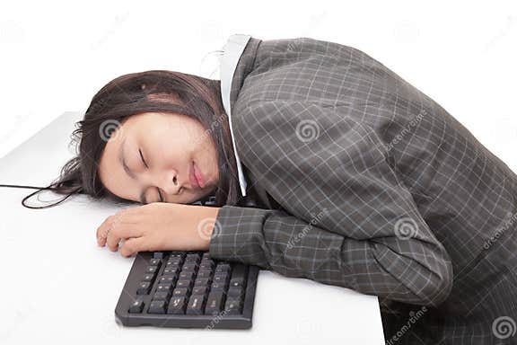 Office Worker Sleeping on Desk Stock Photo - Image of oriental, resting ...
