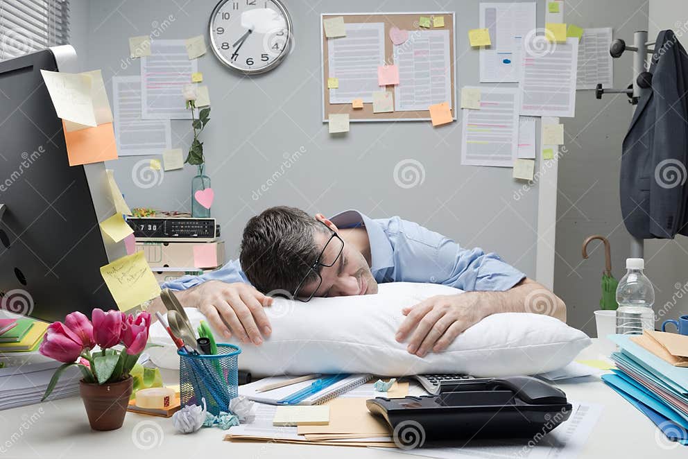 Office Worker Sleeping on Desk Stock Photo - Image of closed, business ...