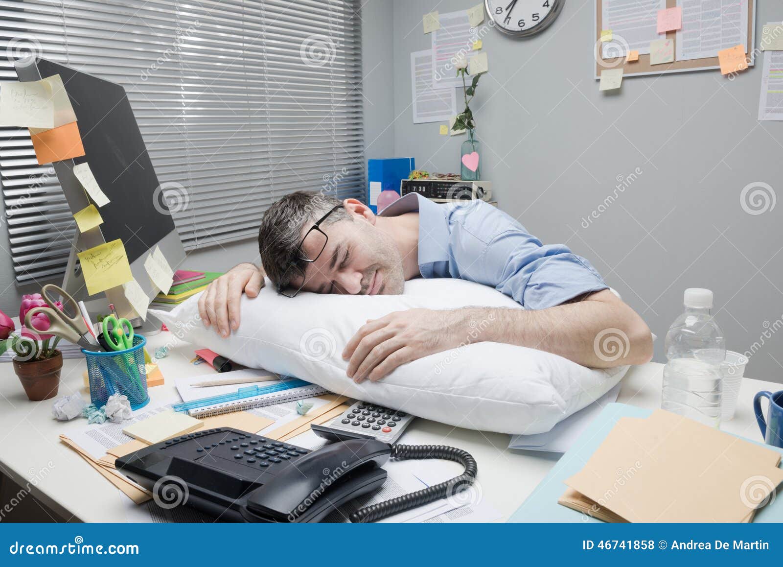 Office Worker Sleeping on Desk Stock Photo - Image of closed, messy ...