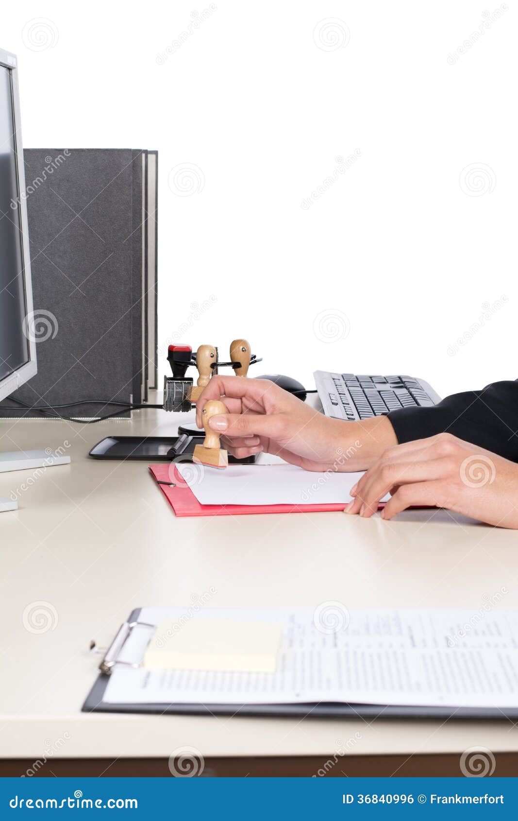 Office Worker Stamps a Document Stock Photo - Image of woman, person ...