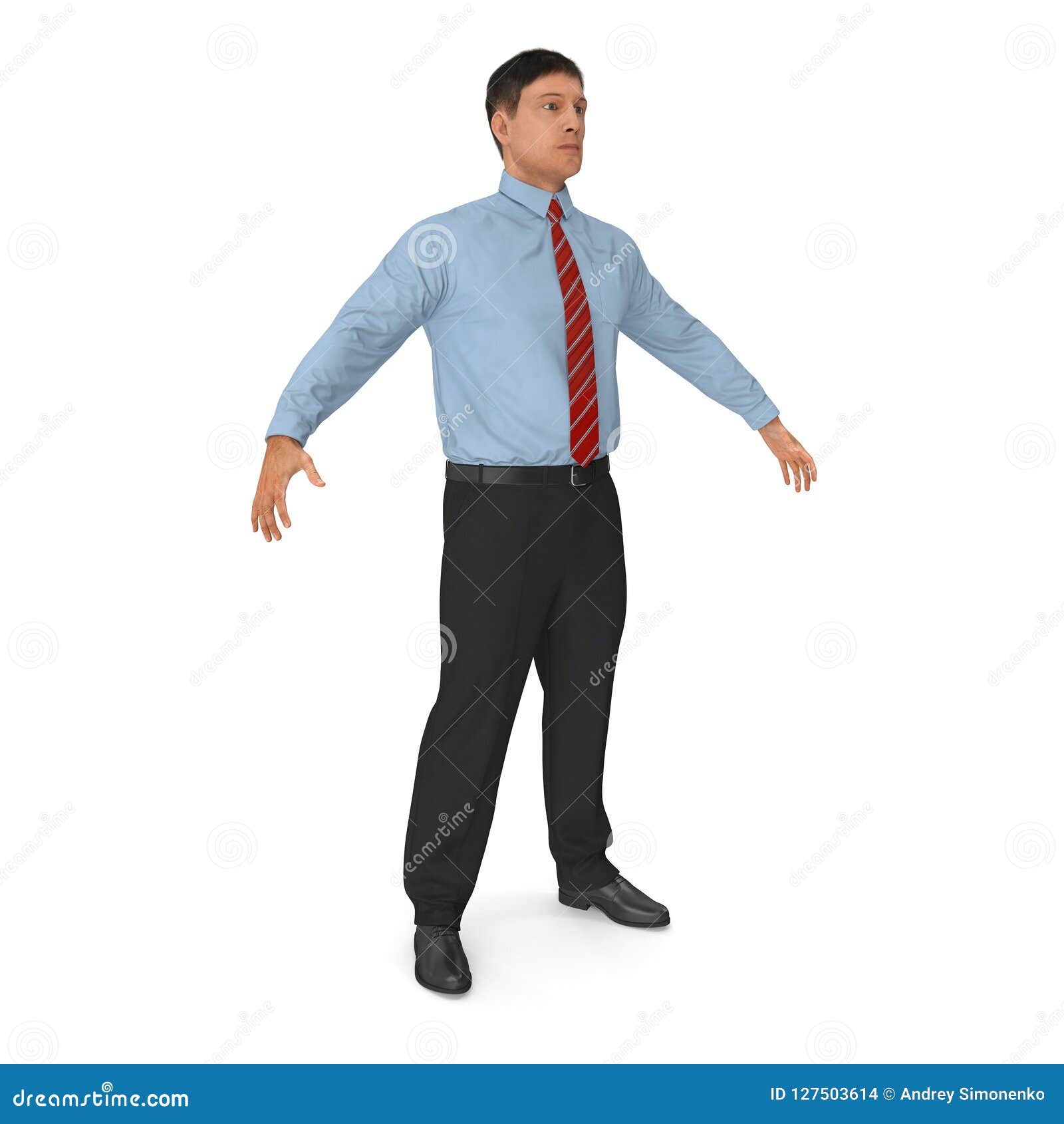 Office Worker Standing Pose Isolated on White Background. 3D ...